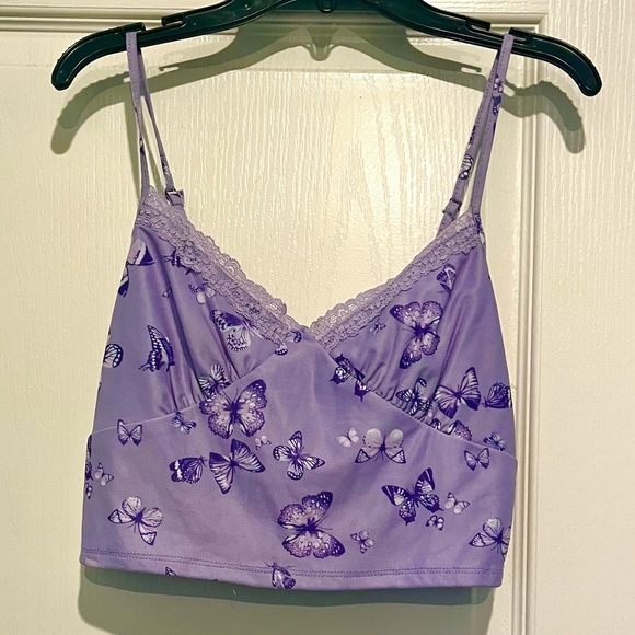 Tops | Butterfly Purple Lace Cami Top | Poshmark